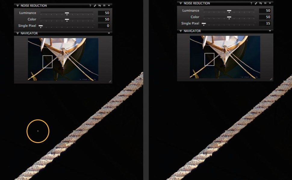 default settingsfor a low ISO image exposed in daylight.